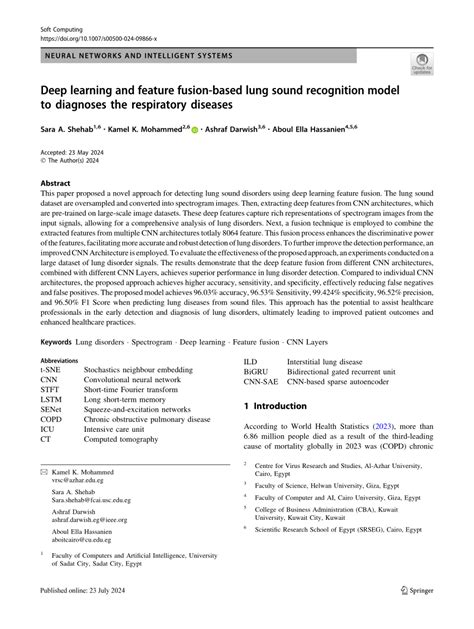 Pdf Deep Learning And Feature Fusion Based Lung Sound Recognition Model To Diagnoses The