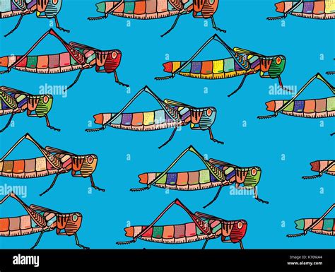 Grasshopper Repeat Print Background Stock Vector Image And Art Alamy