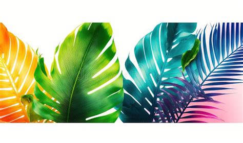 A Group Of Three Different Colored Leaves On A White Background Stock Illustration