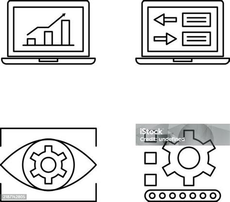 사물 인터넷 아이콘 집합입니다 플랫 아웃라인 디자인의 Iot 기호 스마트 장치 산업 인공지능 자동화된 기계 학습 스마트 로봇