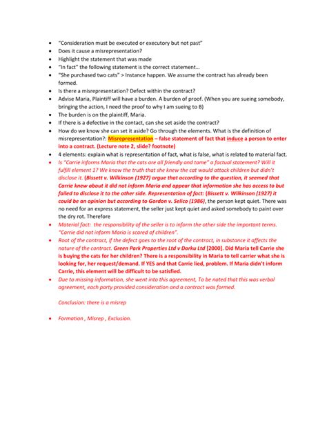 Contract Law Misrepresentation And Exclusion Clauses Analysis