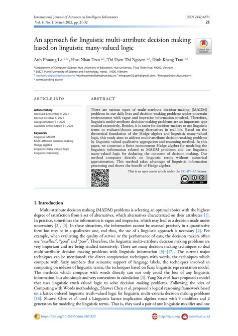 Pdf An Approach For Linguistic Multi Attribute Decision Making Based
