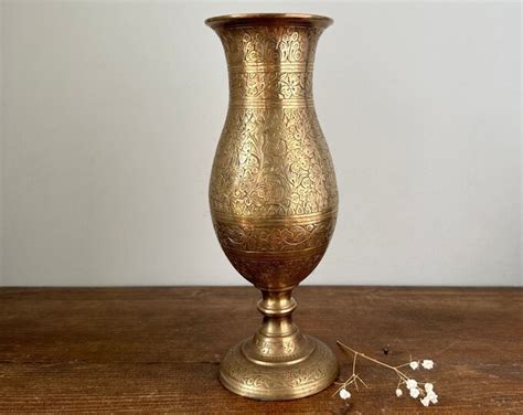 Two Antique Solid Brass Vases Simple Design High Quality Brass