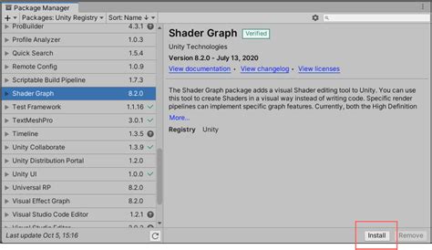 unity manual installing from a registry