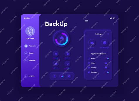 Premium Vector Backup Application Tablet Interface Template Mobile App Page Night Mode Design