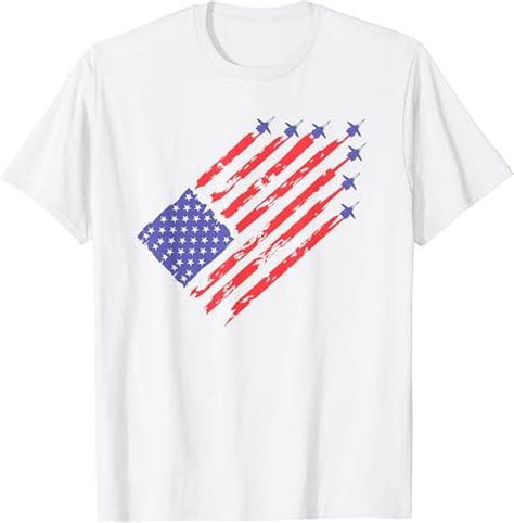 Patriotic Red Blue White Usa Flag Fighter Jets 4th Of July T Shirt