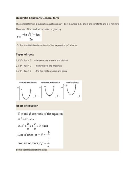 Quadratic Equations General Form Pdf Quadratic Equation Abstract Algebra