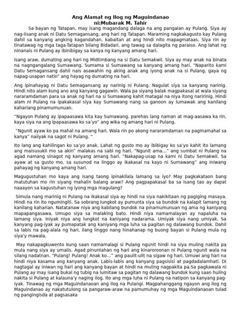 Ang Alamat Ng Ilog Ng Maguindanao Pdf