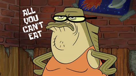 Download Bubble Bass From Spongebob Squarepants Enjoying A Giant Krabby Patty Wallpaper