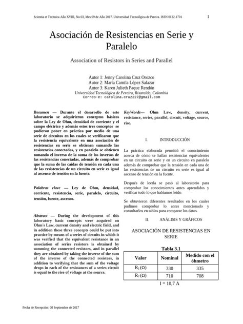 Lab Fis Ii 23 Asociación De Resistencias En Serie Y En Paralelo Pdf