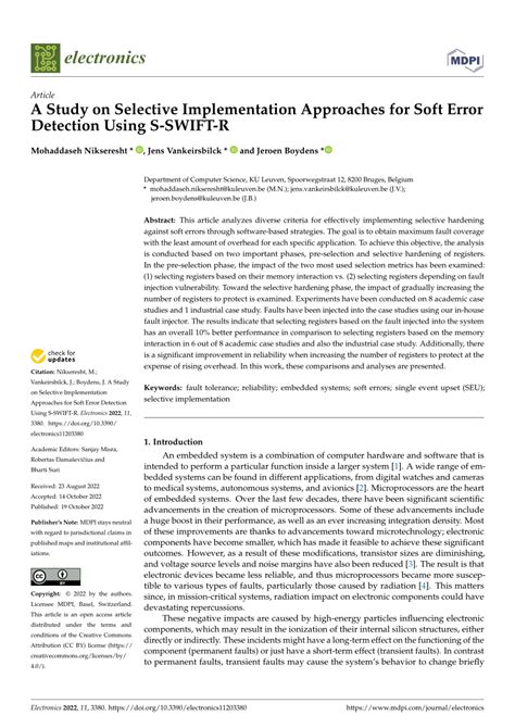 PDF A Study On Selective Implementation Approaches For Soft Error