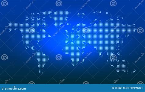 Map Of The World Dots On Blue Background Stock Vector Illustration Of