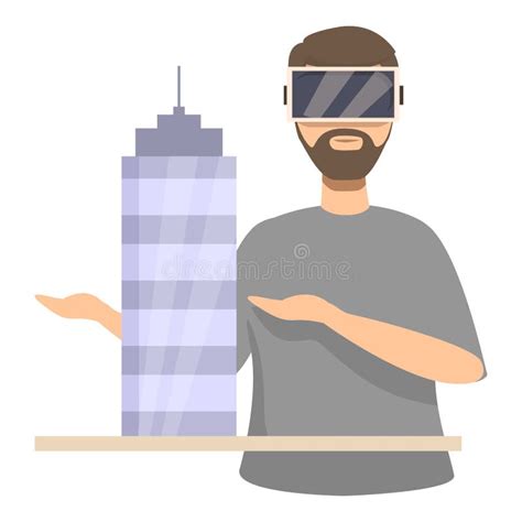 Architect In Virtual Reality Exploring 3d Building Model Stock Vector Illustration Of Engineer