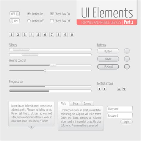 Light Ui Elements Partie Sliders Barre De Progression Boutons Formulaire D Autorisation
