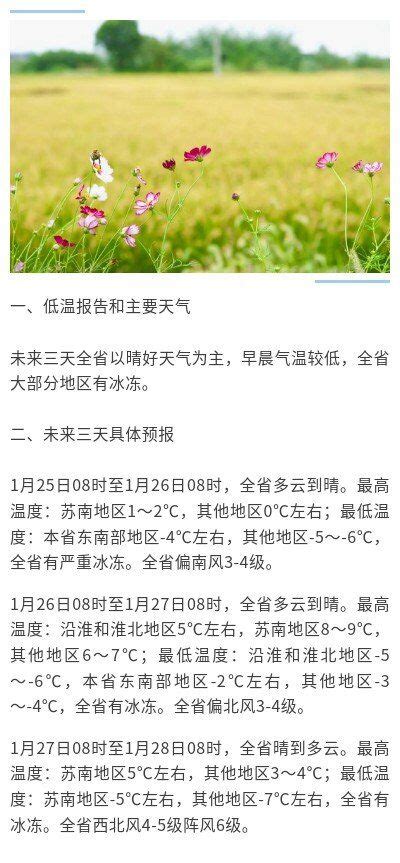 最低 10℃！有冰冻！未来三天江苏以晴冷天气为主我苏网