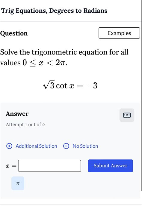 Solved Trig Equations Degrees To RadiansQuestionSolve The Chegg