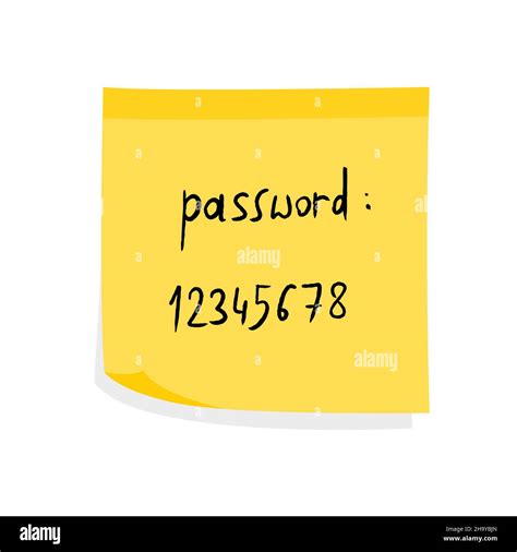 Easy Password Yellow Sticky Note Message Paper Sign Stock Vector