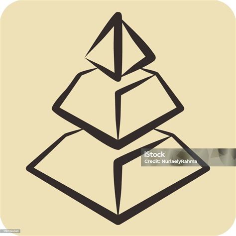 아이콘 피라미드 차트 3d 시각화 기호와 관련이 있습니다 손으로 그린 스타일입니다 심플한 디자인 편집 가능 간단한 일러스트레이션 3차원 형태에 대한 스톡 벡터 아트 및 기타