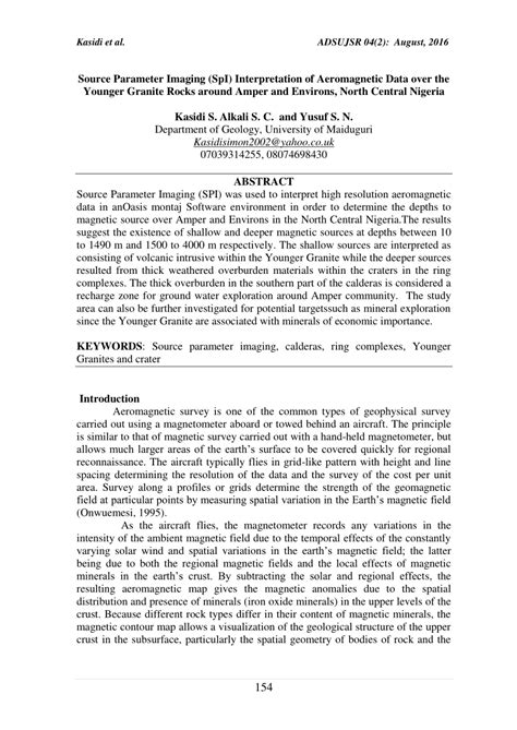 pdf source parameter imaging spi interpretation of aeromagnetic