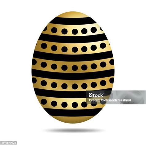 벡터 부활절 황금 달걀 흰색 배경에 고립입니다 줄무늬와 도트 패턴 화려한 계란 현실적인 스타일 인사말 카드 초대장 디자인에 대 한 벡터 일러스트 레이 션 웹 4월에 대한