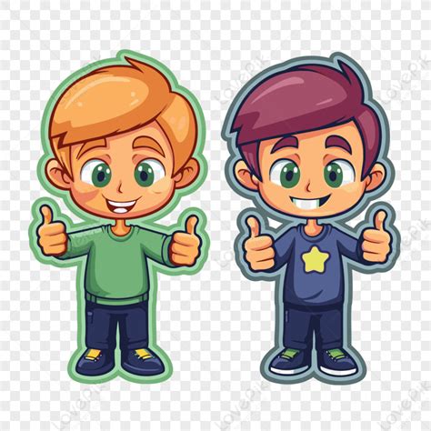 엄지손가락을 포기하는 귀여운 만화 남자의 쌍 벡터비교하다상표 Png 일러스트 무료 다운로드 Lovepik