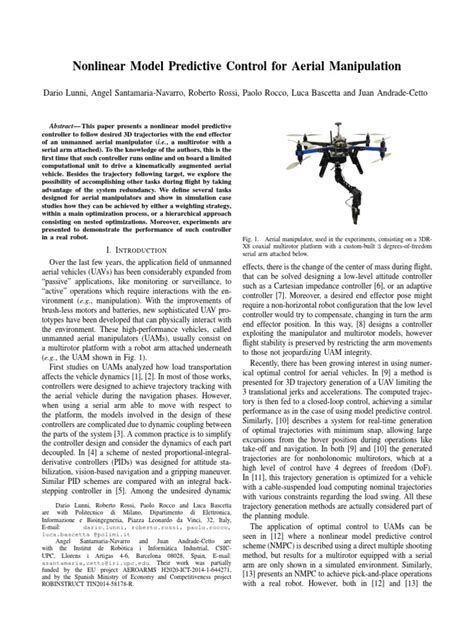 Nonlinear Model Predictive Control For Aerial Manipulation Pdf Mathematical Optimization