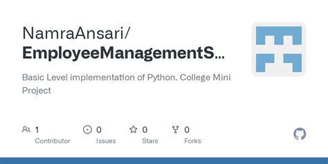 GitHub NamraAnsari EmployeeManagementSystem Basic Level Implementation Of Python College