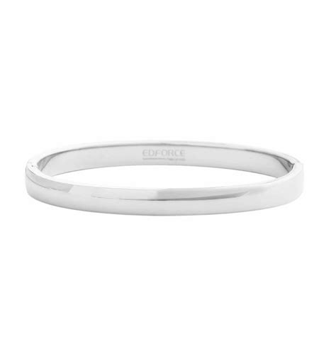 Edforce Stainless Steel 여성용 18k 금 도금 쌓을 수 있는 뱅글 팔찌 힌지 타원형 모양 티몬