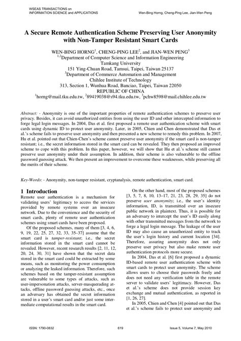 Pdf A Secure Remote Authentication Scheme Preserving User Anonymity