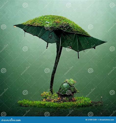 A Green Structure With A Tree On Top Of It Stock Illustration
