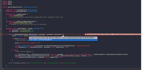 Swift Fix It Insert As Pfuserresultblock Stack Overflow