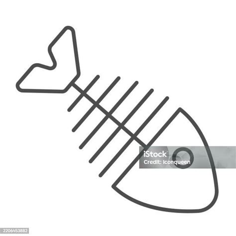 물고기 몸체 해골 얇은 선 아이콘 기후 변화 개념 벡터 그래픽입니다 죽은 물고기 흰색 배경에 어업 기호 모바일 또는 웹 디자인에