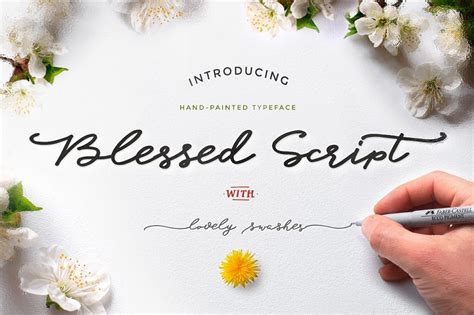 Blessed Script Font 2 Handcrafted Fonts And 215 Illustrations