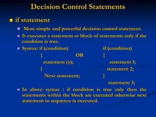 Control Statements Control Statements Control Statement PPT
