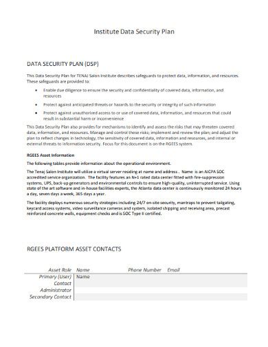 Irs Data Security Plan Template