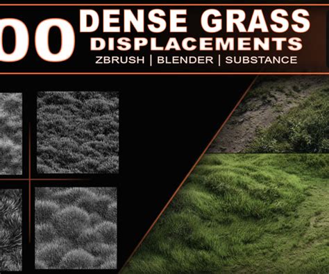 Artstation 100 Dense Grass Displacement Maps 4k Tileable