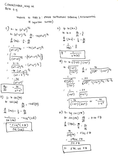 Solution Calculus Module10 Part 3 Differentiation Of Logarithm Formula