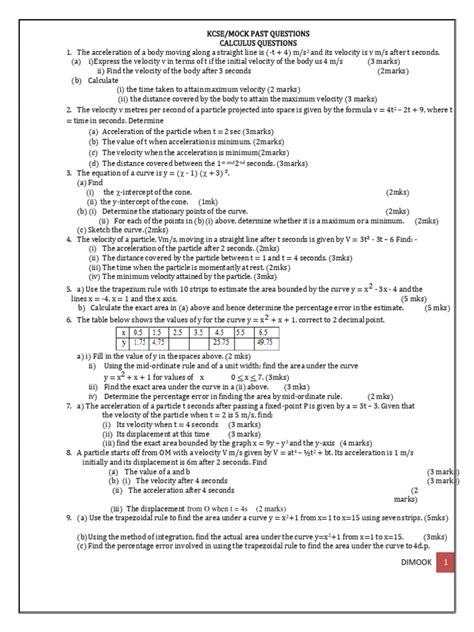 calculus qs pdf velocity acceleration