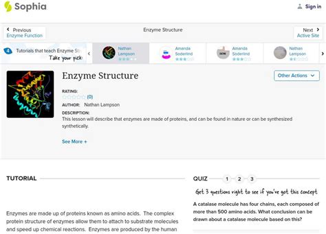 Sophia Enzyme Structure Instructional Video For 9th 10th Grade Lesson Planet