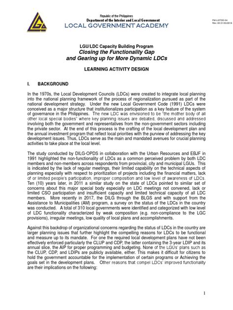 Ldc Learning Activity Design Pdf Governance
