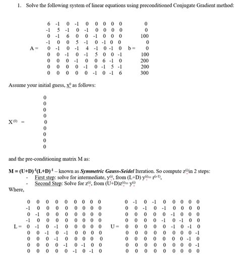 Solved Solve The Following System Of Linear Equation