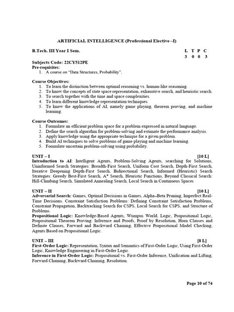 Ai Syllabus Pdf Artificial Intelligence Intelligence Ai And Semantics