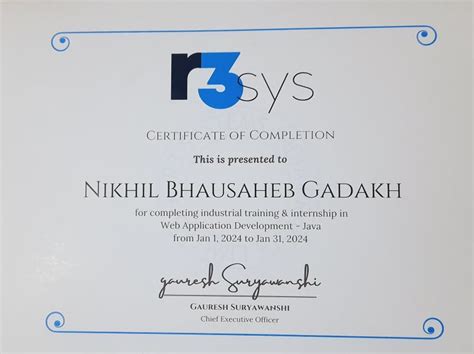 Nikhil Gadakh On Linkedin Internship Gratitude R3syspvtltd