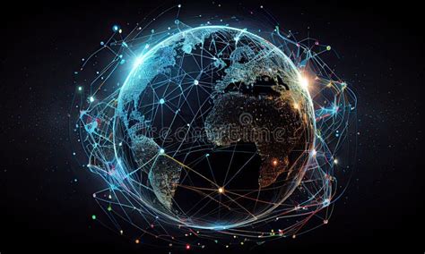 Environmental Technology Global Communication Network Concept Generative Ai Stock Illustration