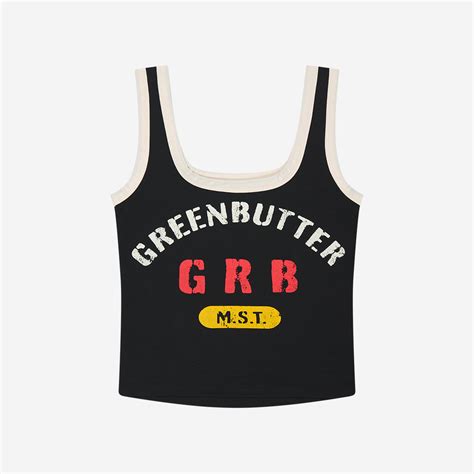 그린 버터 우먼 소프트 스판 로고 슬리브리스 블랙 Green Butter Kream