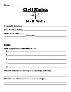 Ida B Wells 5 FACT Summary Assignment By BEST Educational Consulting