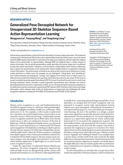 Pdf Generalized Pose Decoupled Network For Unsupervised 3d Skeleton