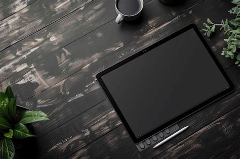 Top View Of Digital Tablet With Mockup Screen And Keyboard Premium Ai