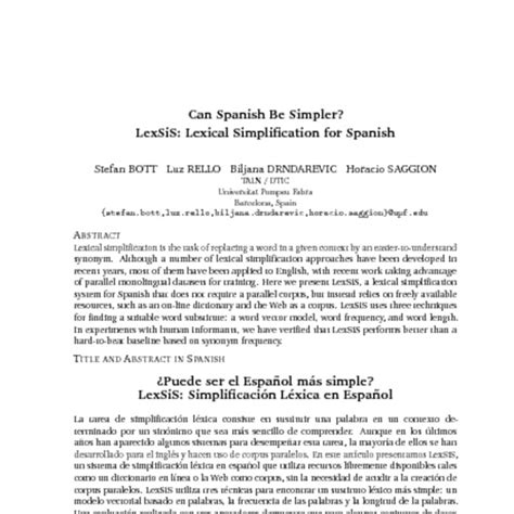Can Spanish Be Simpler Lexsis Lexical Simplification For Spanish Acl Anthology