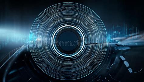 Digital Dark Landing Page Backdrop With Tech Circles 3d Rendering